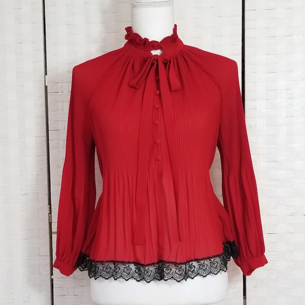 Lulumari Red Chiffon See Through Blouse Gem